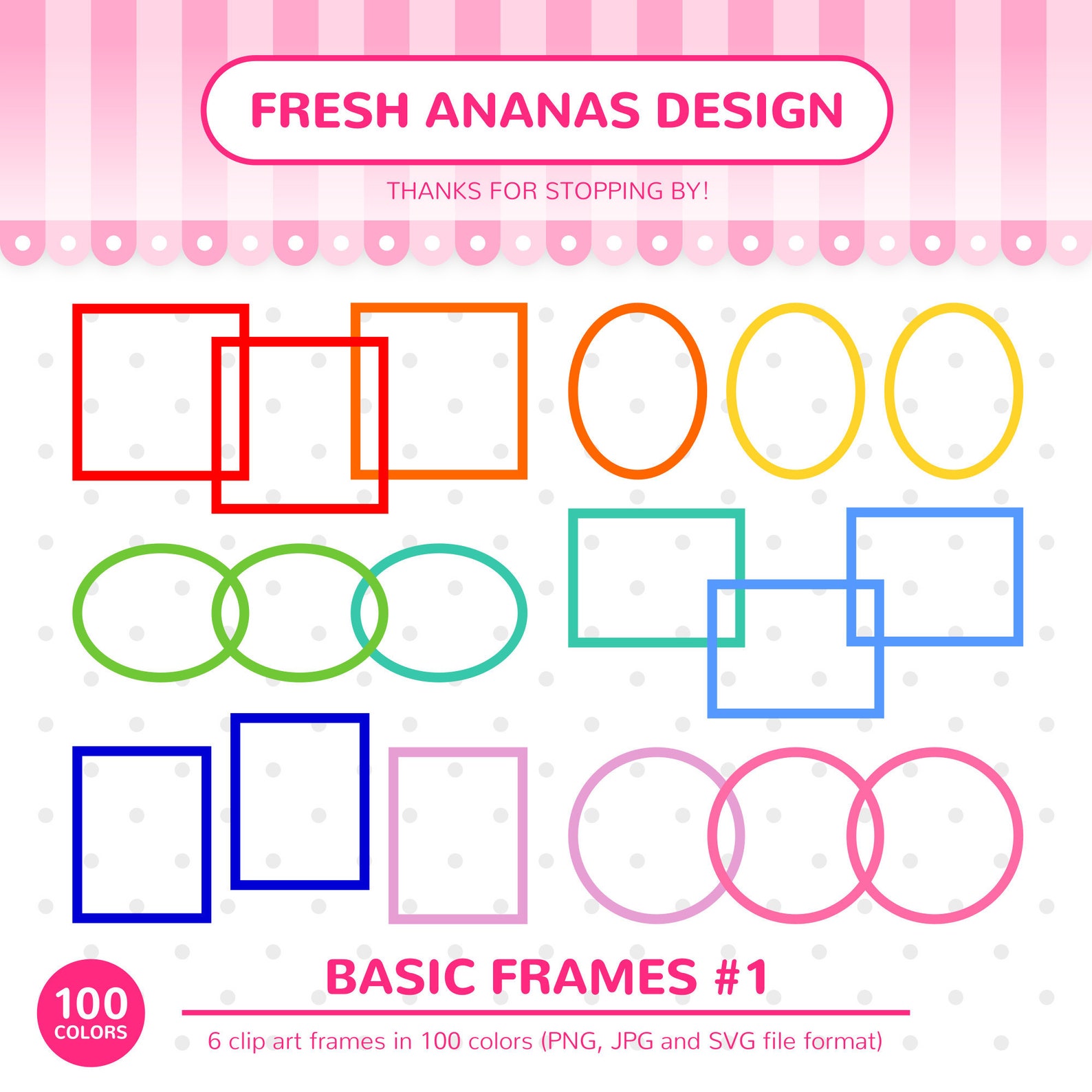 100 Colors Clip Art: Basic Frames 1 100 Colors Frames | Etsy