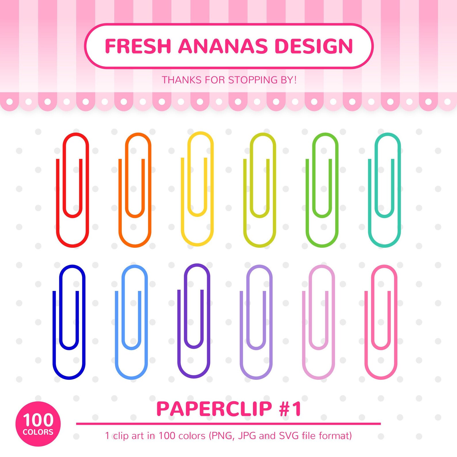 100 Colors Clip Art: Paperclip Paperclip Clipart Paperclips | Etsy