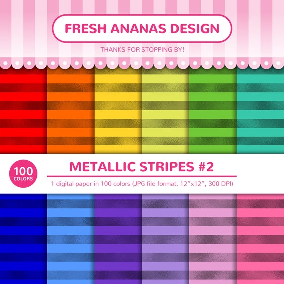 100 Colors Digital Papers: Metallic Stripes 2 Lines - Etsy