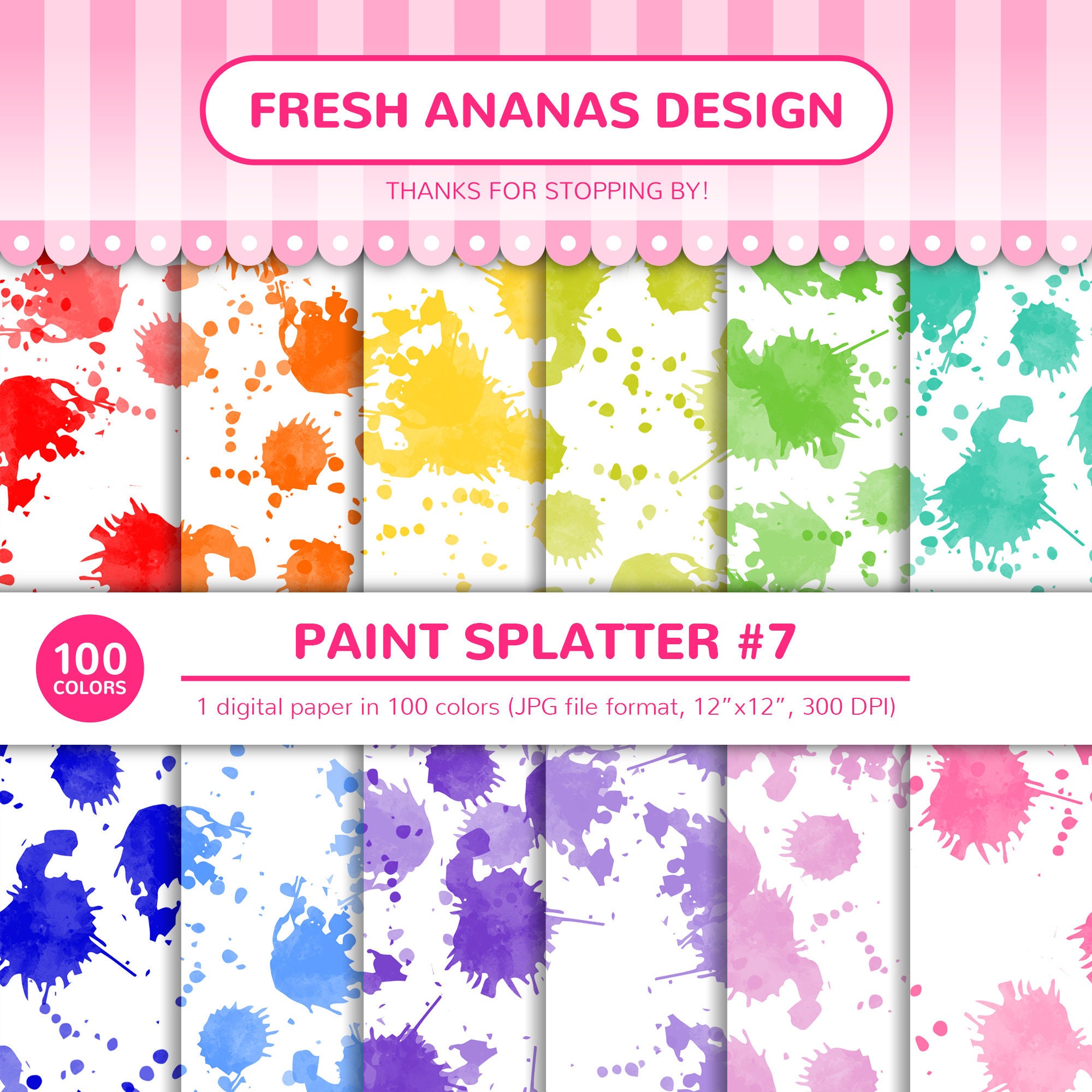 100 Colors Digital Papers: Paint Splatter 7 Paint Splash | Etsy