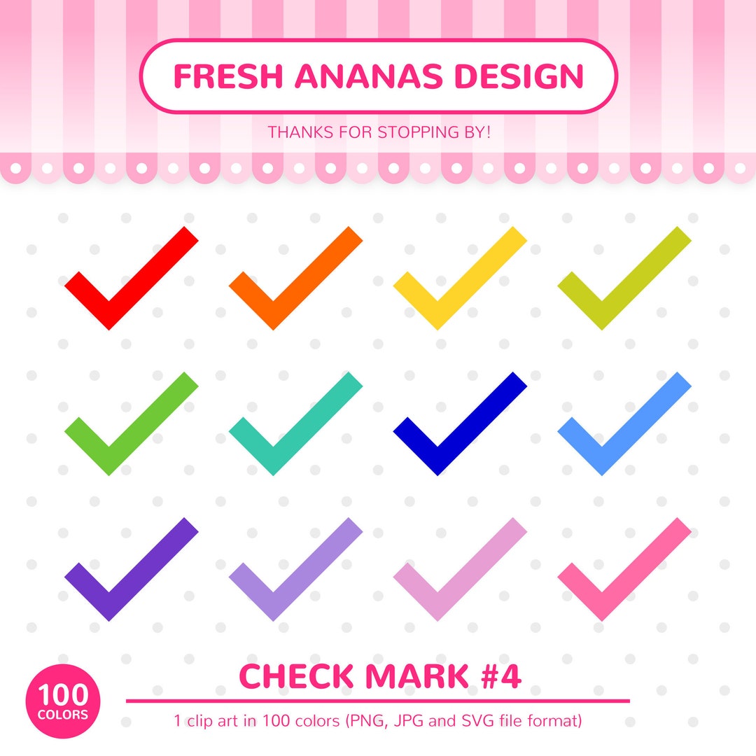 100 Colors Clip Art: Check Mark #4, Check Clip Art, Task Sticker, Check ...
