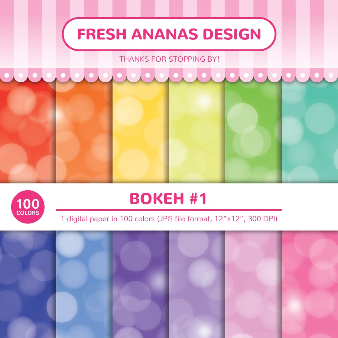 100 Colors Digital Papers: Bokeh #1, Blurred, Out of Focus, Shimmer ...