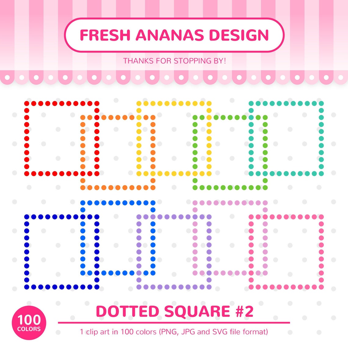 100 Colors Clipart: Dotted Square 2 Frame Dotted Square - Etsy
