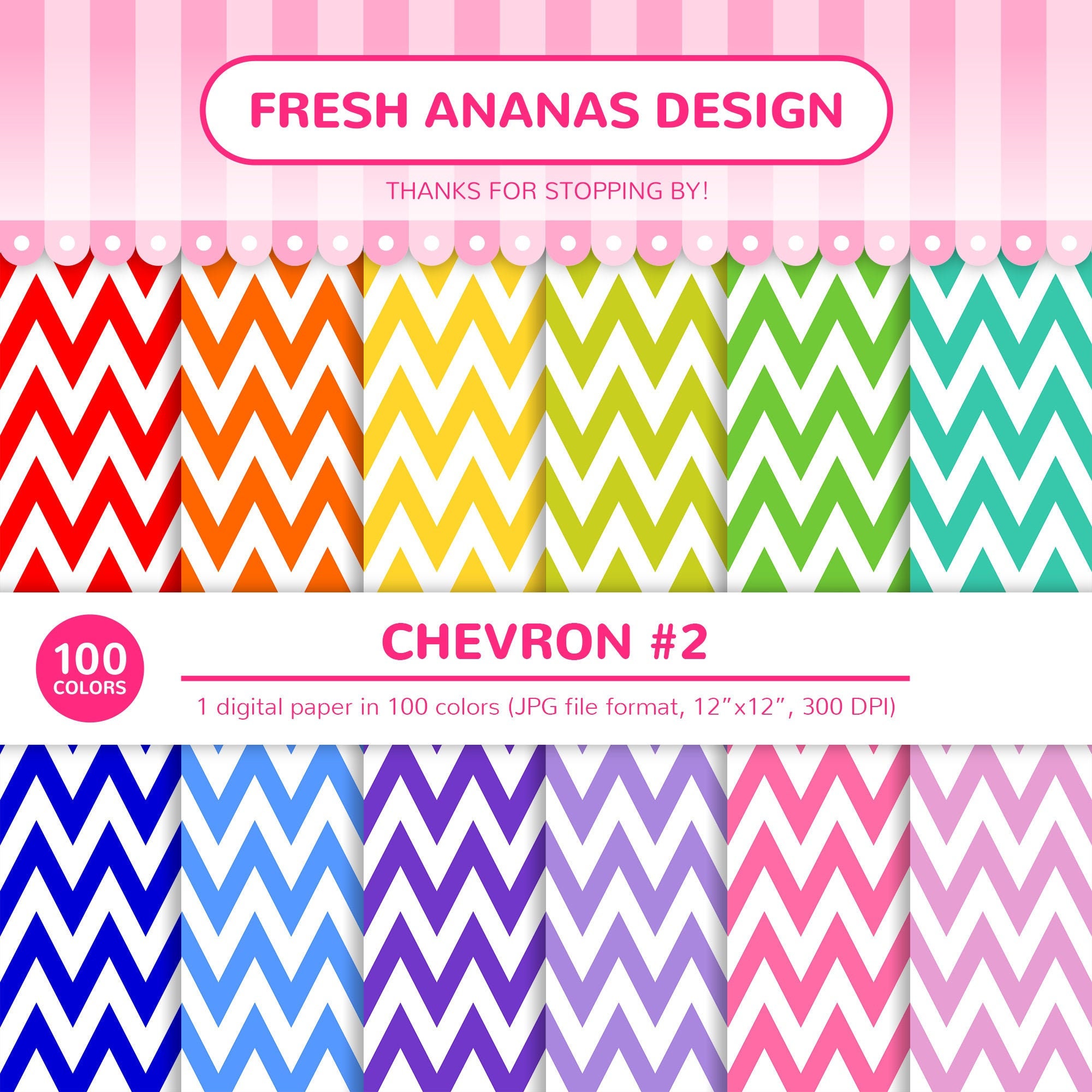 100 Colors Digital Papers: Chevron 2 Chevron Paper Chevron | Etsy