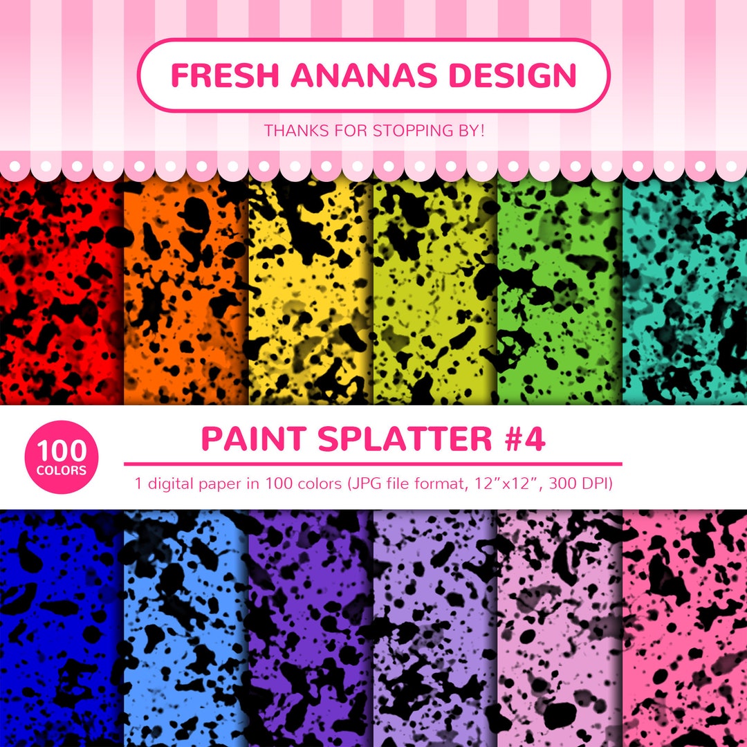 100 Colors Digital Papers: Paint Splatter #4, Paint, Splash, Stain ...