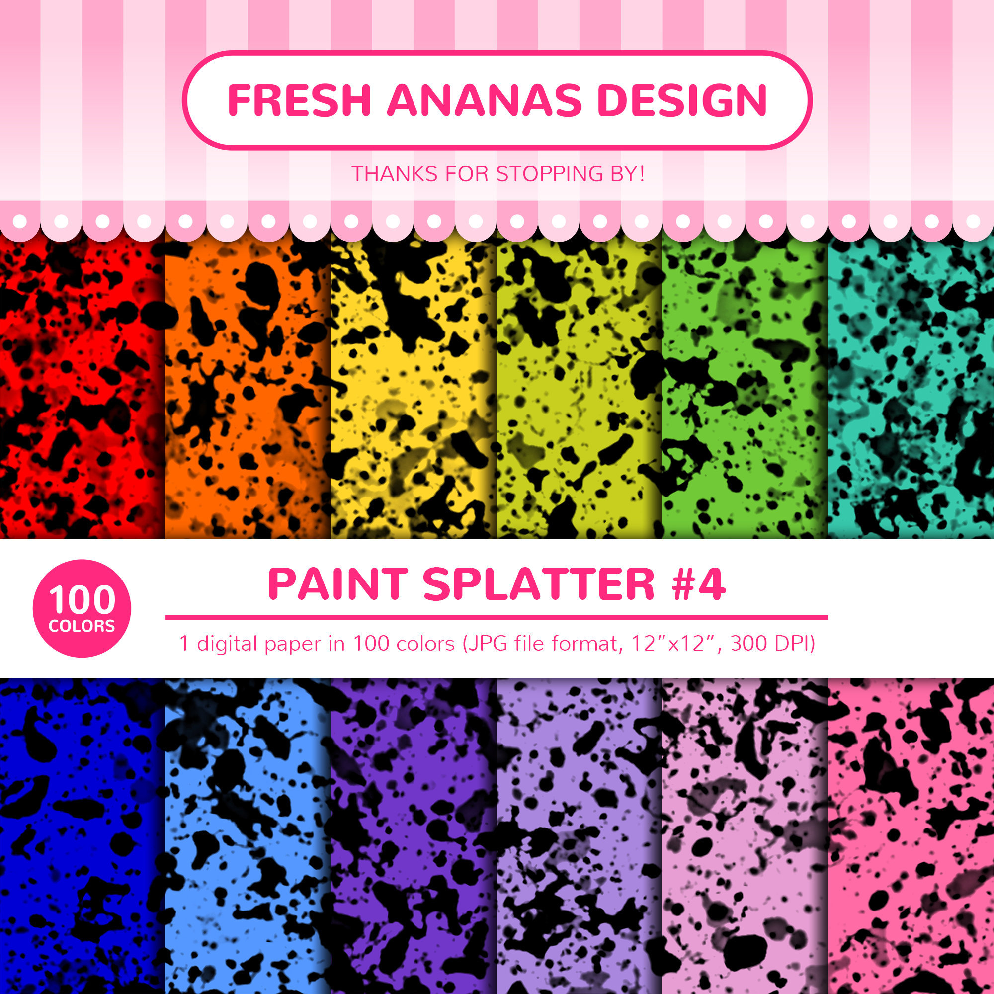 100 Colors Digital Papers: Paint Splatter 4 Paint Splash | Etsy