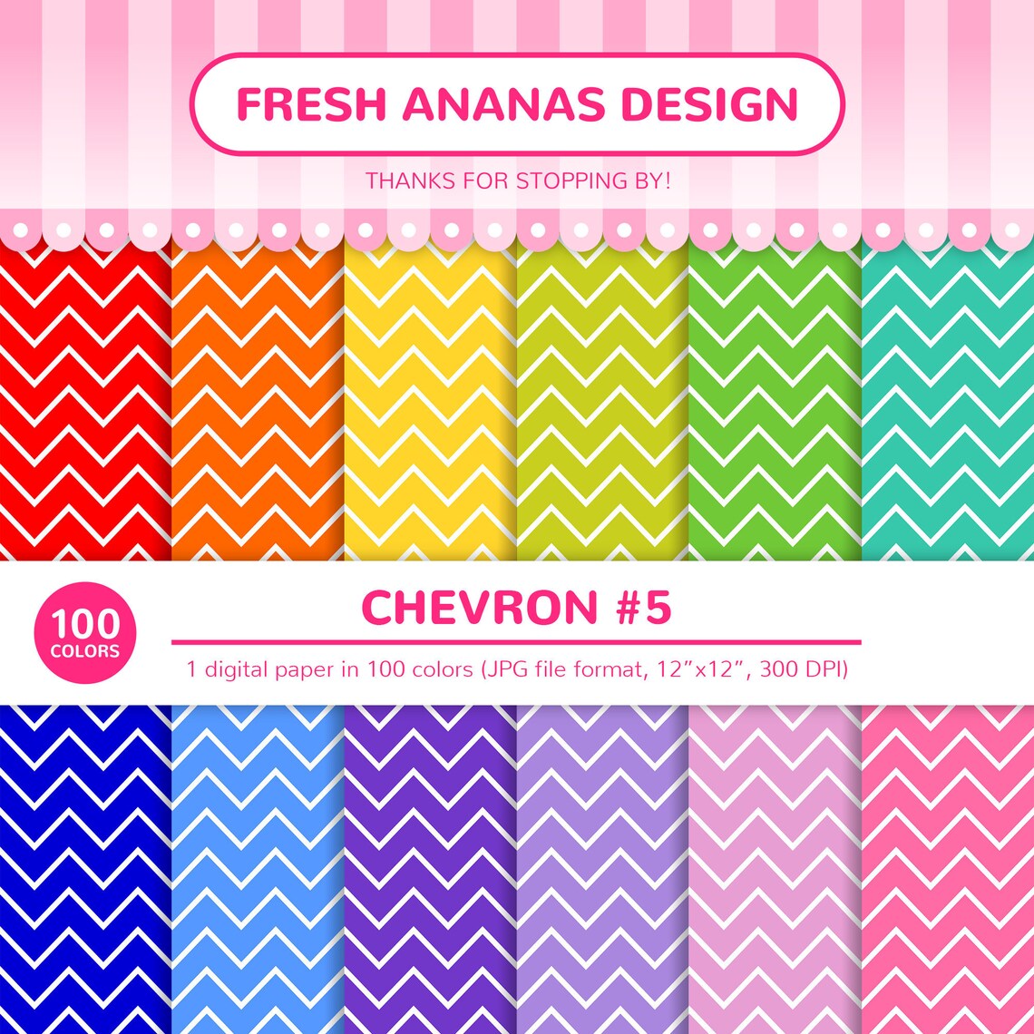 100 Colors Digital Papers: Chevron 5 Chevron Paper Pack | Etsy