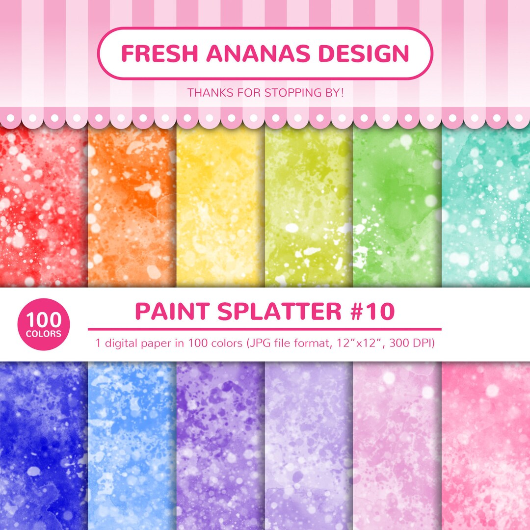 100 Colors Digital Papers: Paint Splatter #10, Paint, Splash, Stain ...