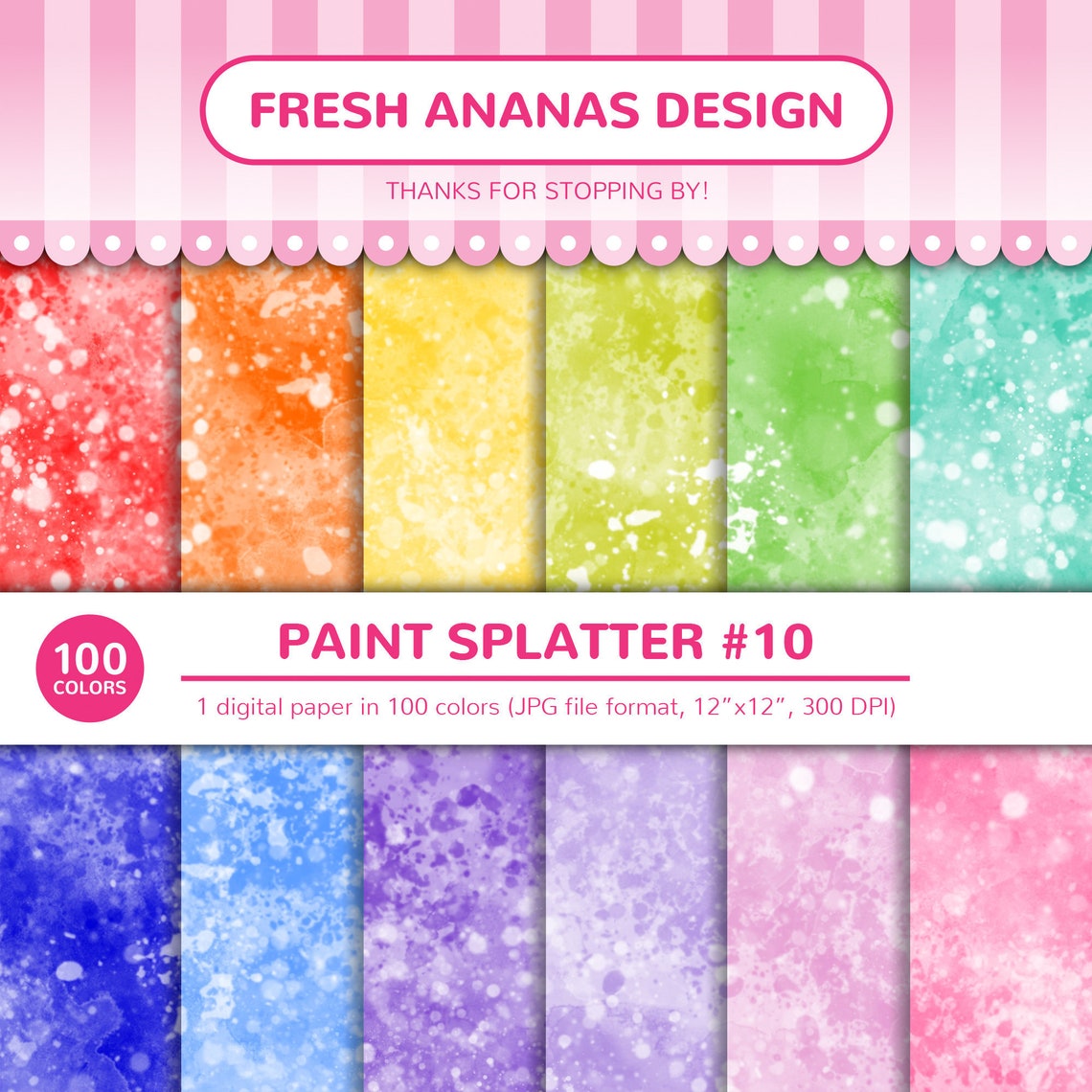 100 Colors Digital Papers: Paint Splatter 10 Paint Splash - Etsy