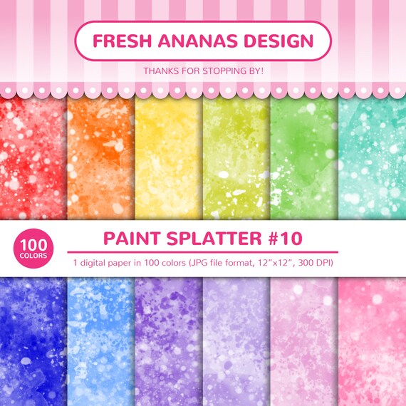 100 Colors Digital Papers: Paint Splatter 10 Paint Splash - Etsy