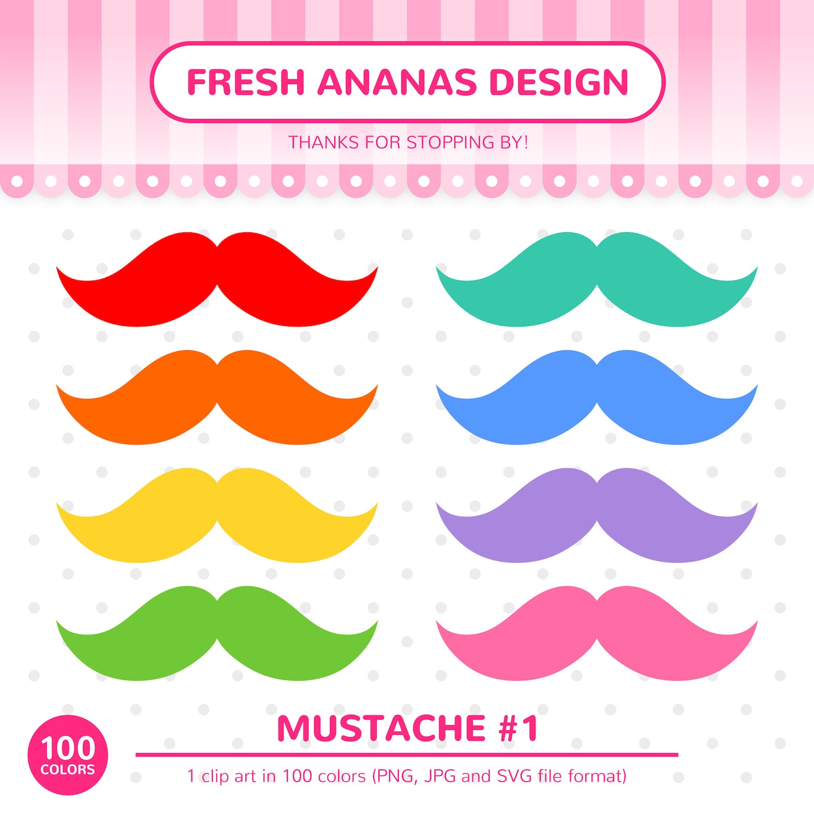 100 Colors Clip Art: Mustache Mustache Clip Art Hipster Clip | Etsy