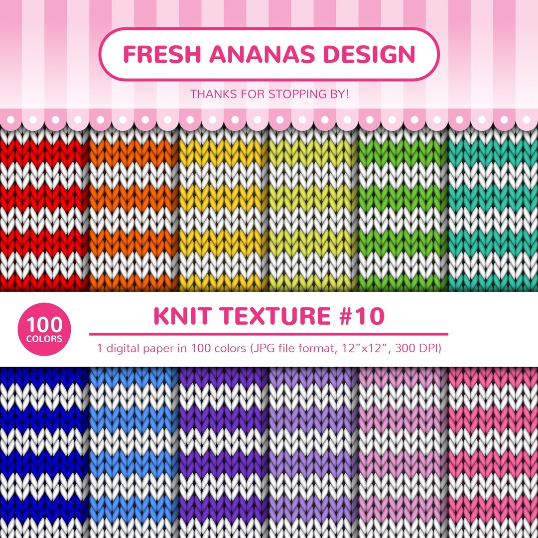 100 Colors Digital Papers: Knit Texture #10, Wool, Jumper, Striped ...