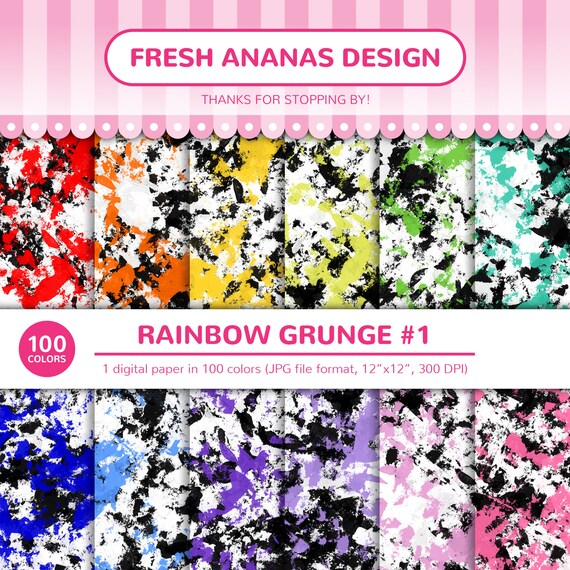 100 Colors Digital Papers: Rainbow Grunge 1 80's | Etsy