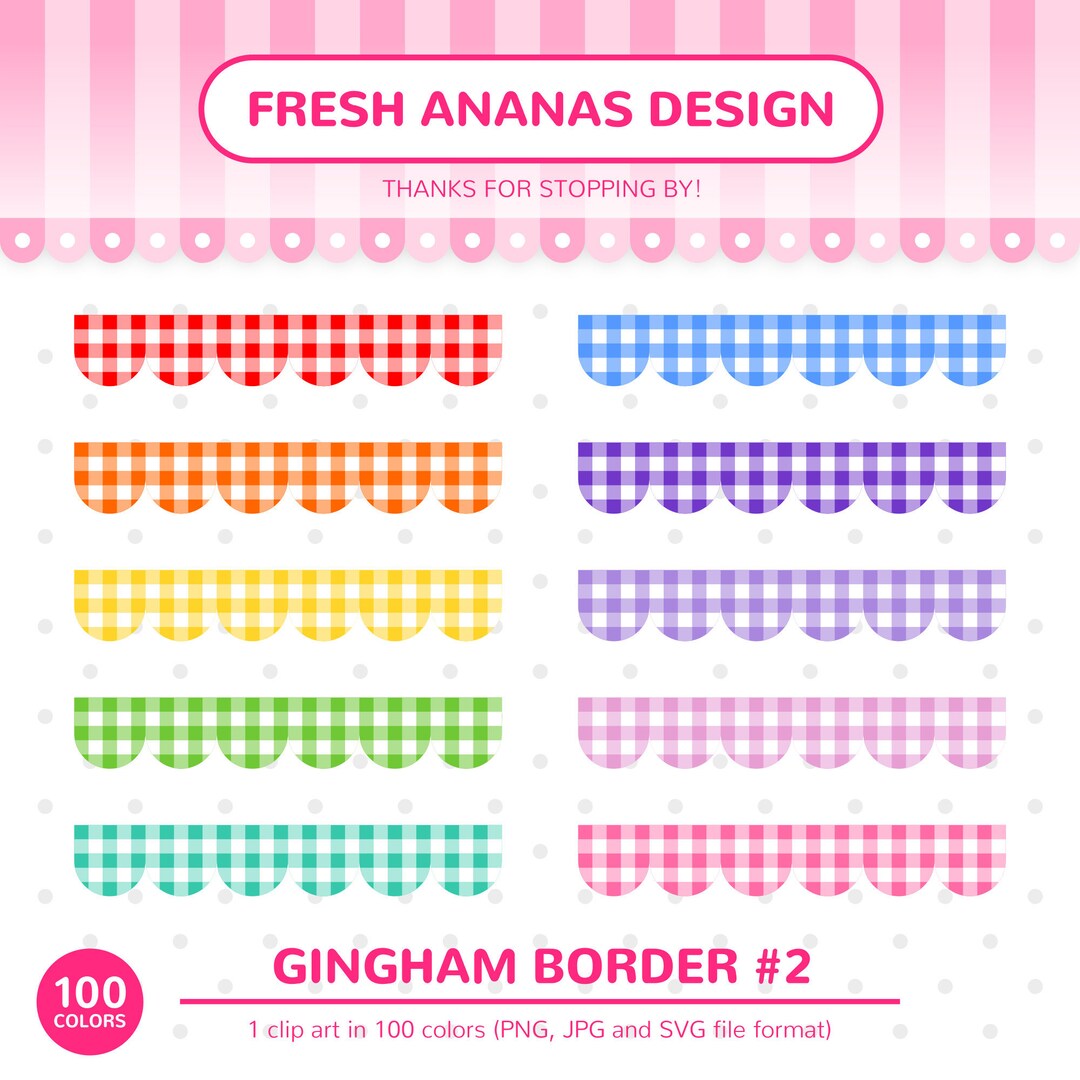 Gingham Border #2, Digital, Border, Easter, Gingham, Scalloped, Red ...