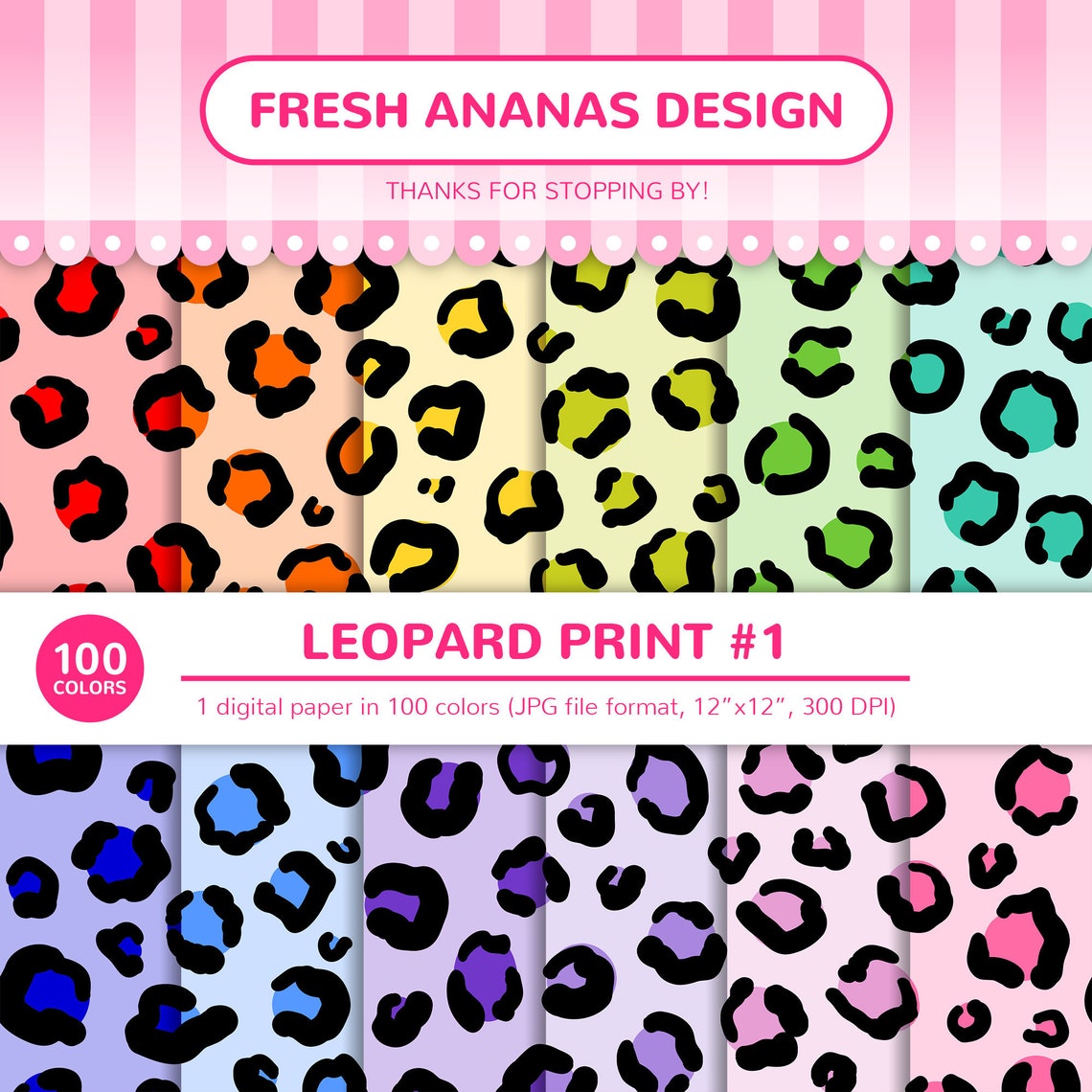 100 Colors Digital Papers: Leopard Print 1 Animal Print | Etsy