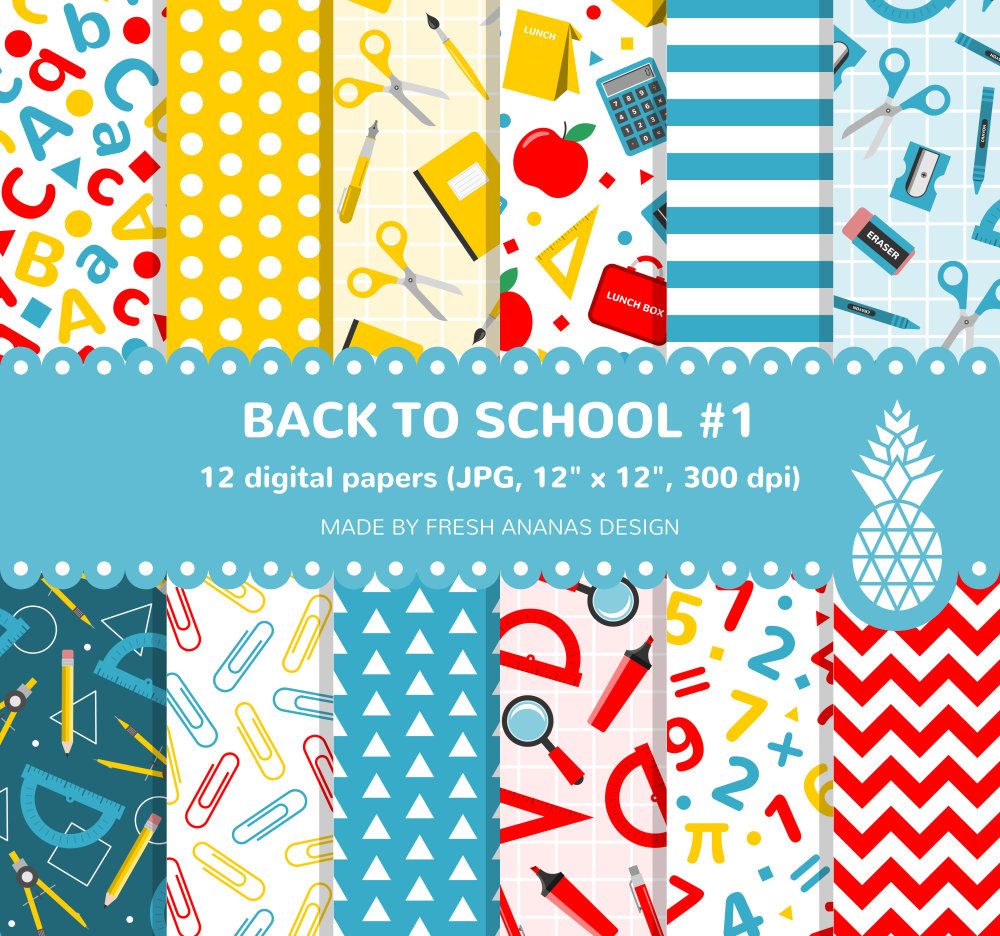Back to School Paper Pack, School Background, School Supplies, Teacher ...