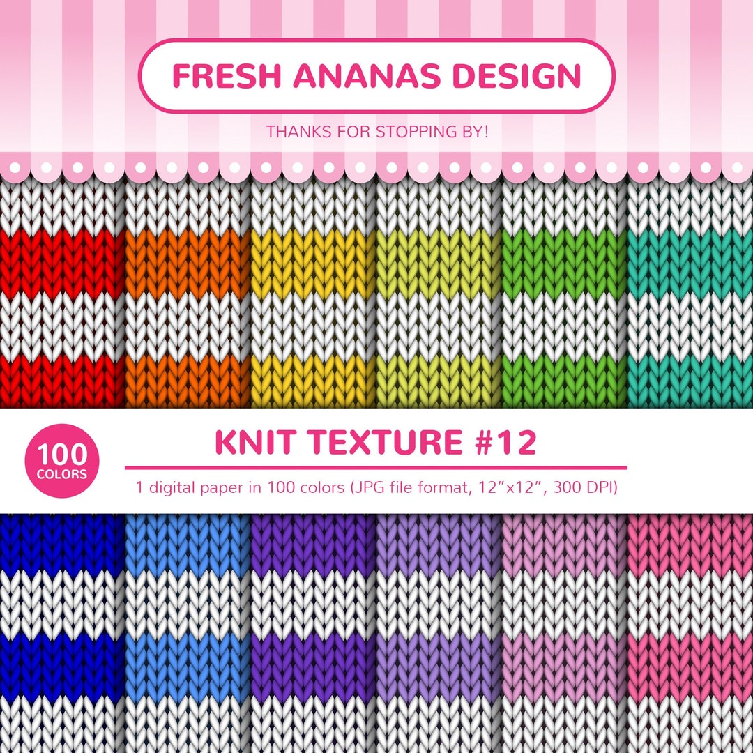 100 Colors Digital Papers: Knit Texture #12, Wool, Jumper, Seamless ...