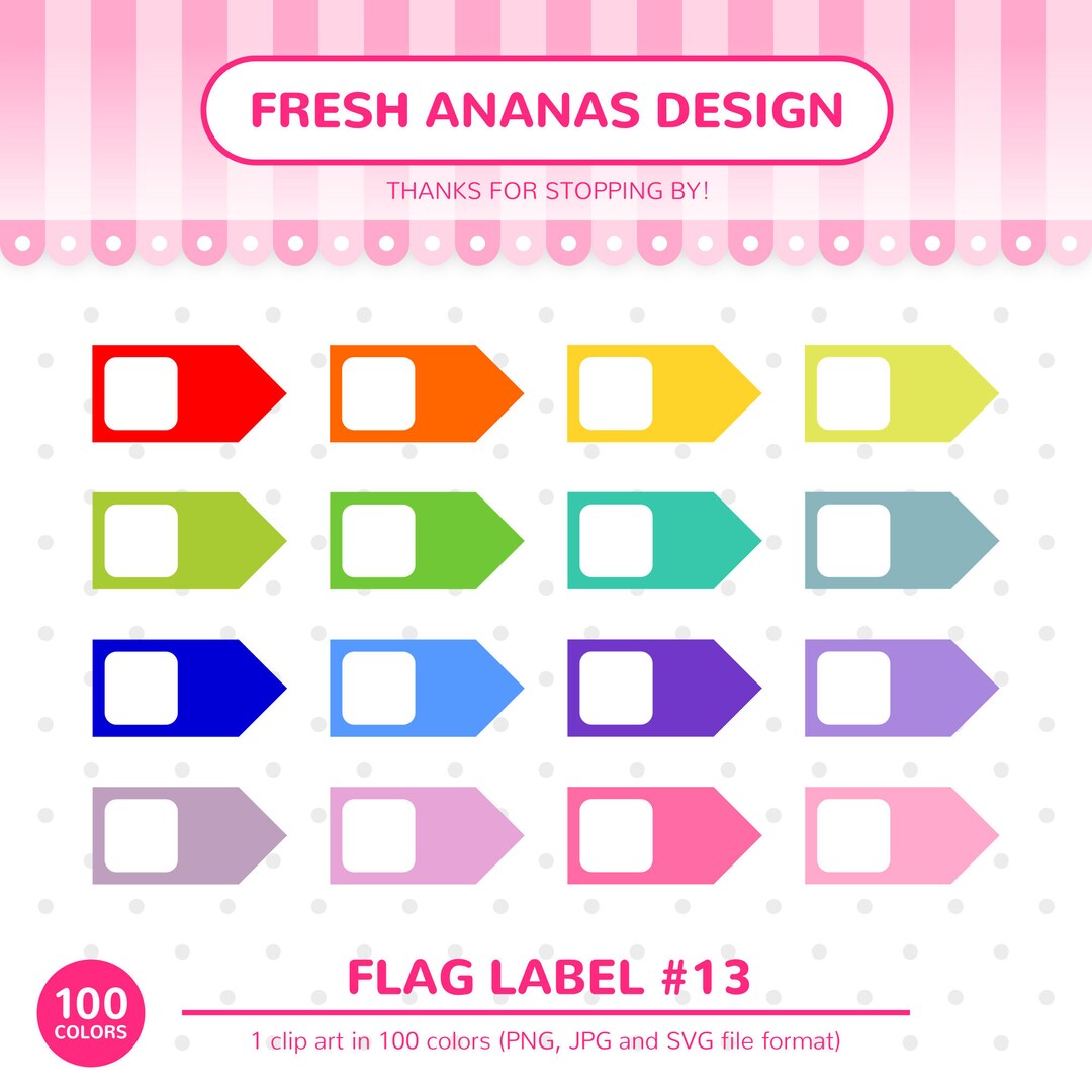 100 Colors Clip Art: Flag Label #13, 100 Colors, Sticky, Sticker ...