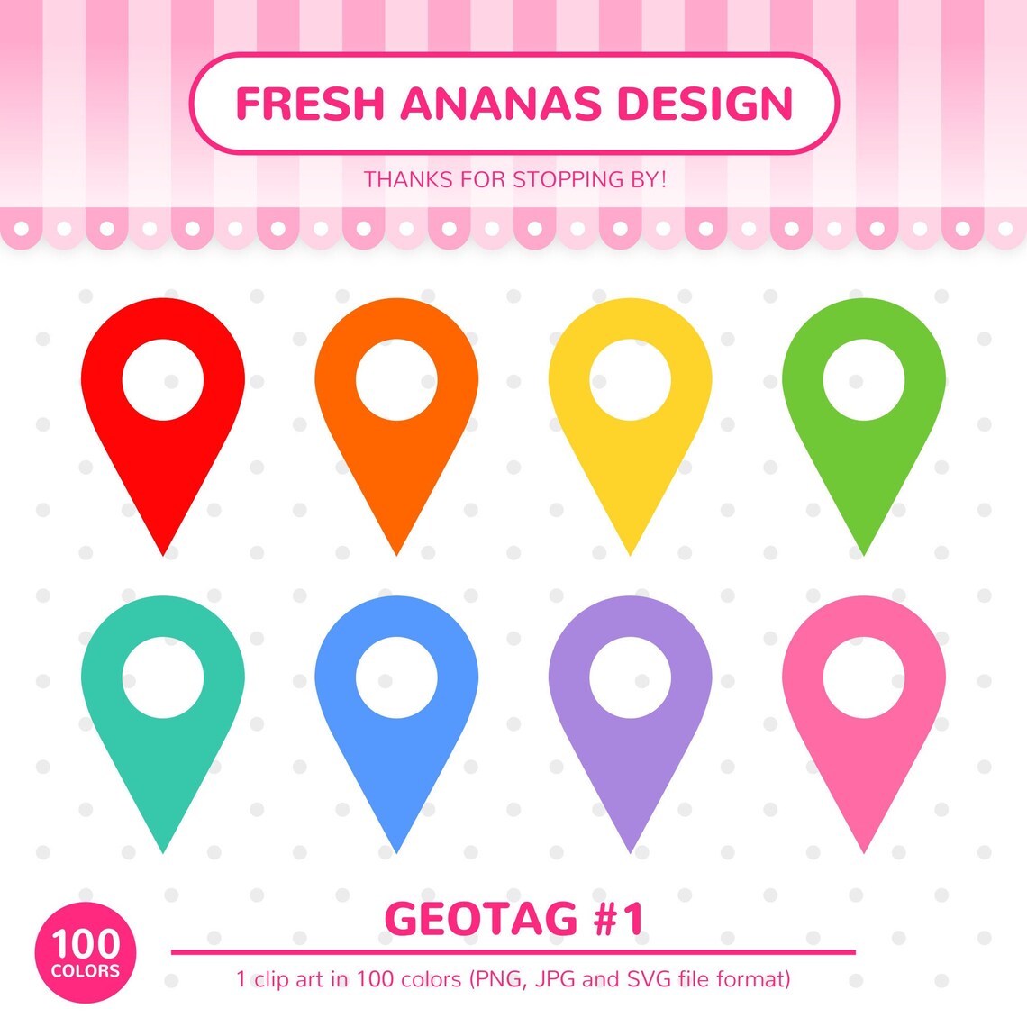 100 Colors Clip Art: Geotag #1, Geotag Clip Art, Place Tag, Location ...