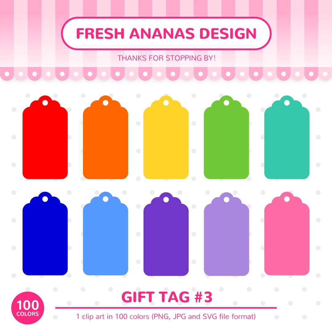 100 Colors Clip Art: Gift Tag #3, Tag Clip Art, Tags SVG, Wedding Tags ...