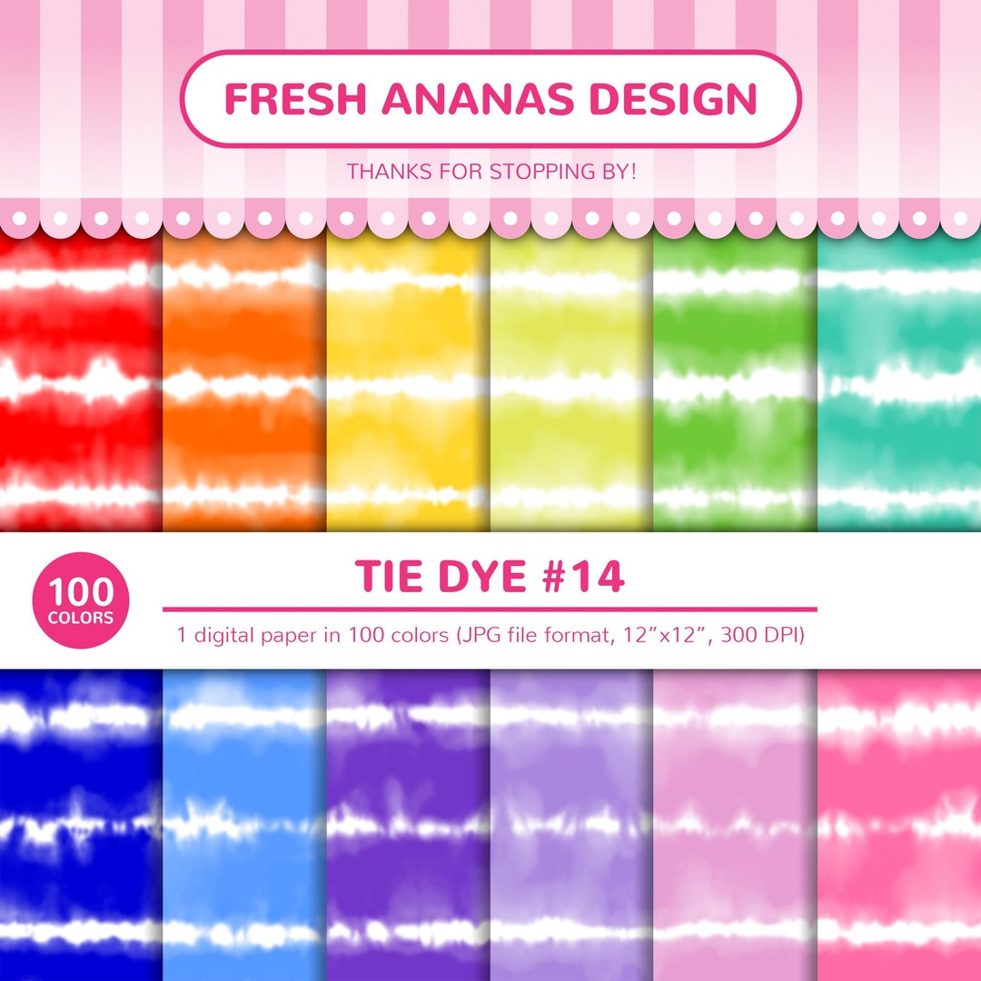 100 Colors Digital Papers: Tie Dye #14, Stripes, Lines, Shibori ...