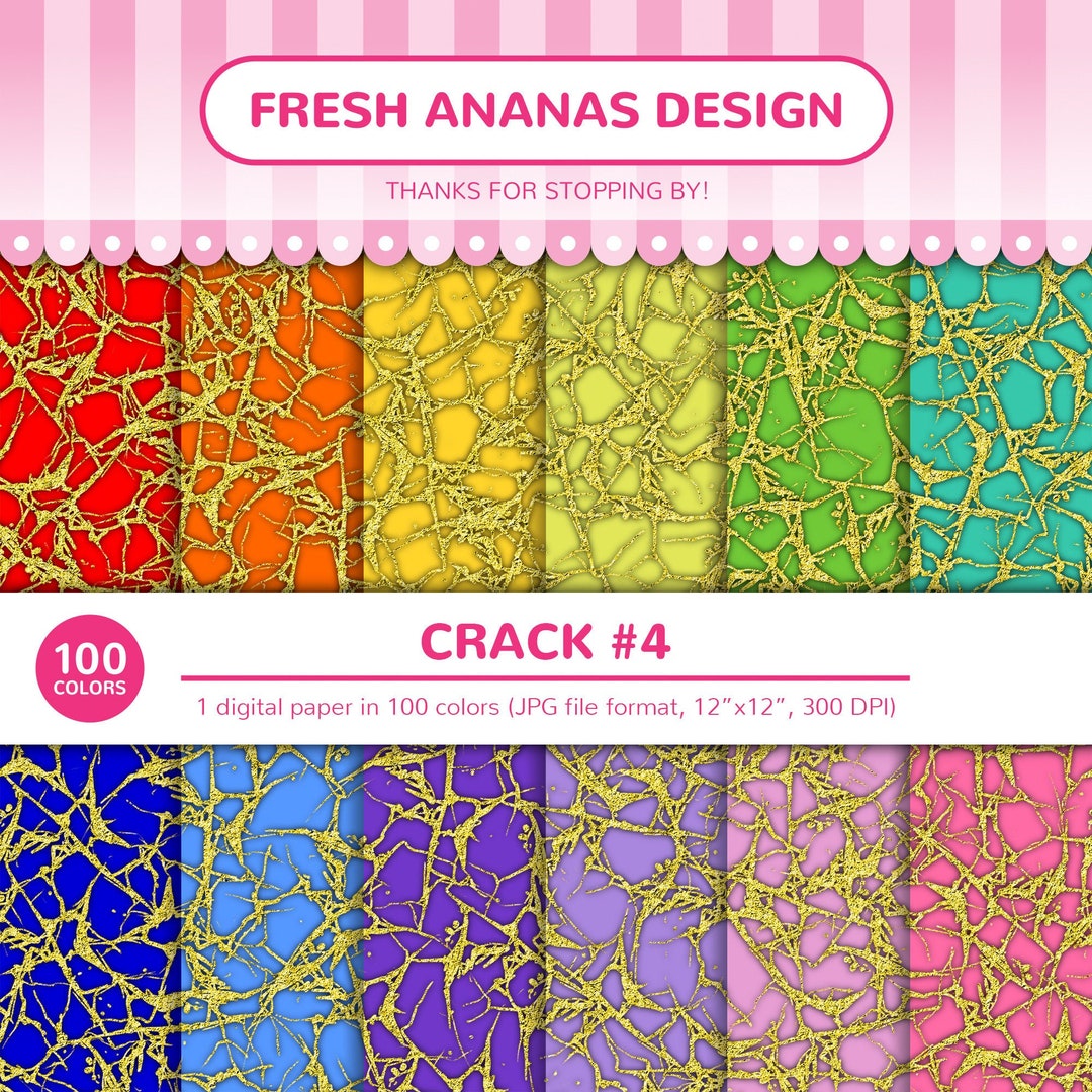 100 Colors Digital Papers: Crack 4, Stone, Grunge, Rock, Dried, Gold ...