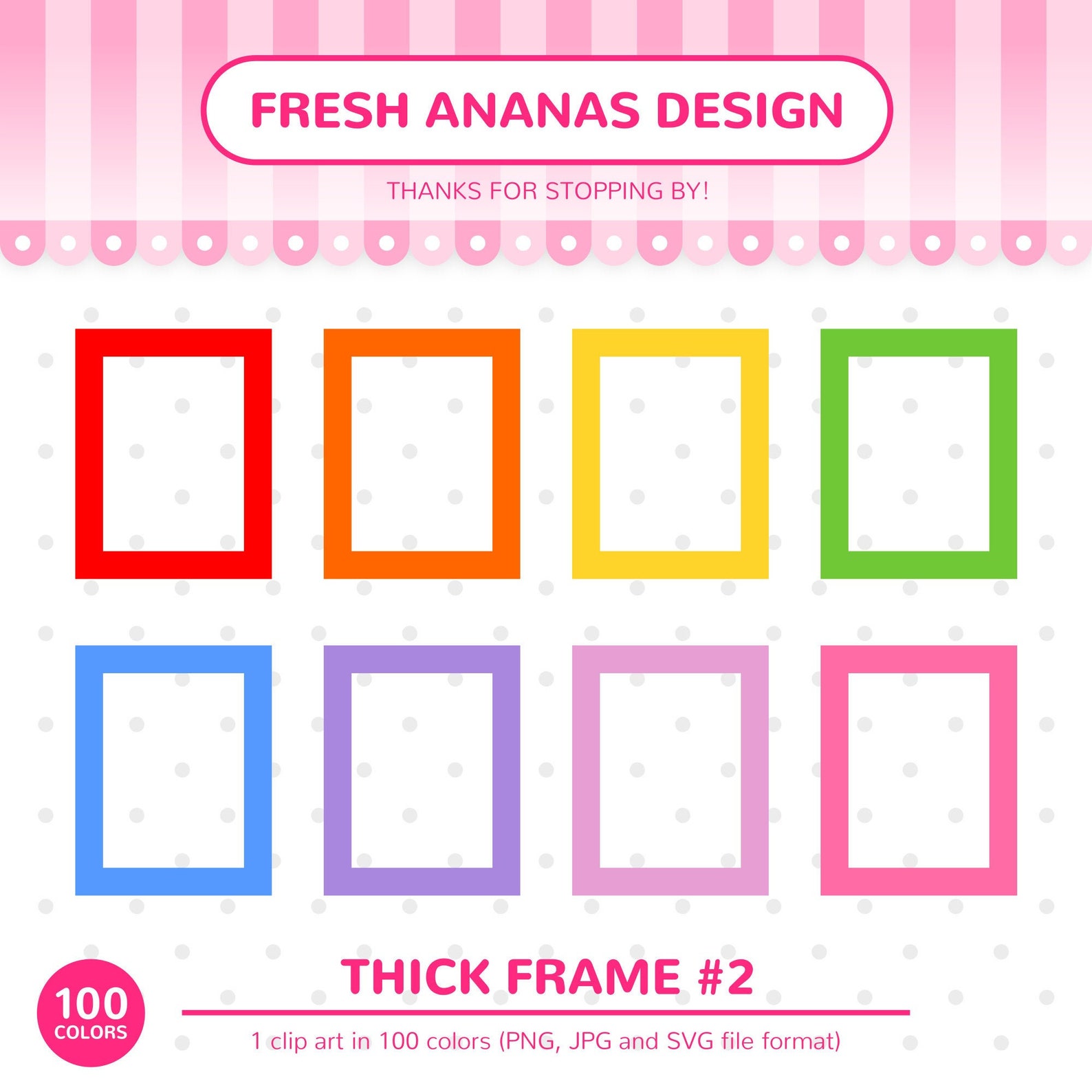 100 Colors Clip Art: Thick Frame 2 Digital Frame Rectangle - Etsy