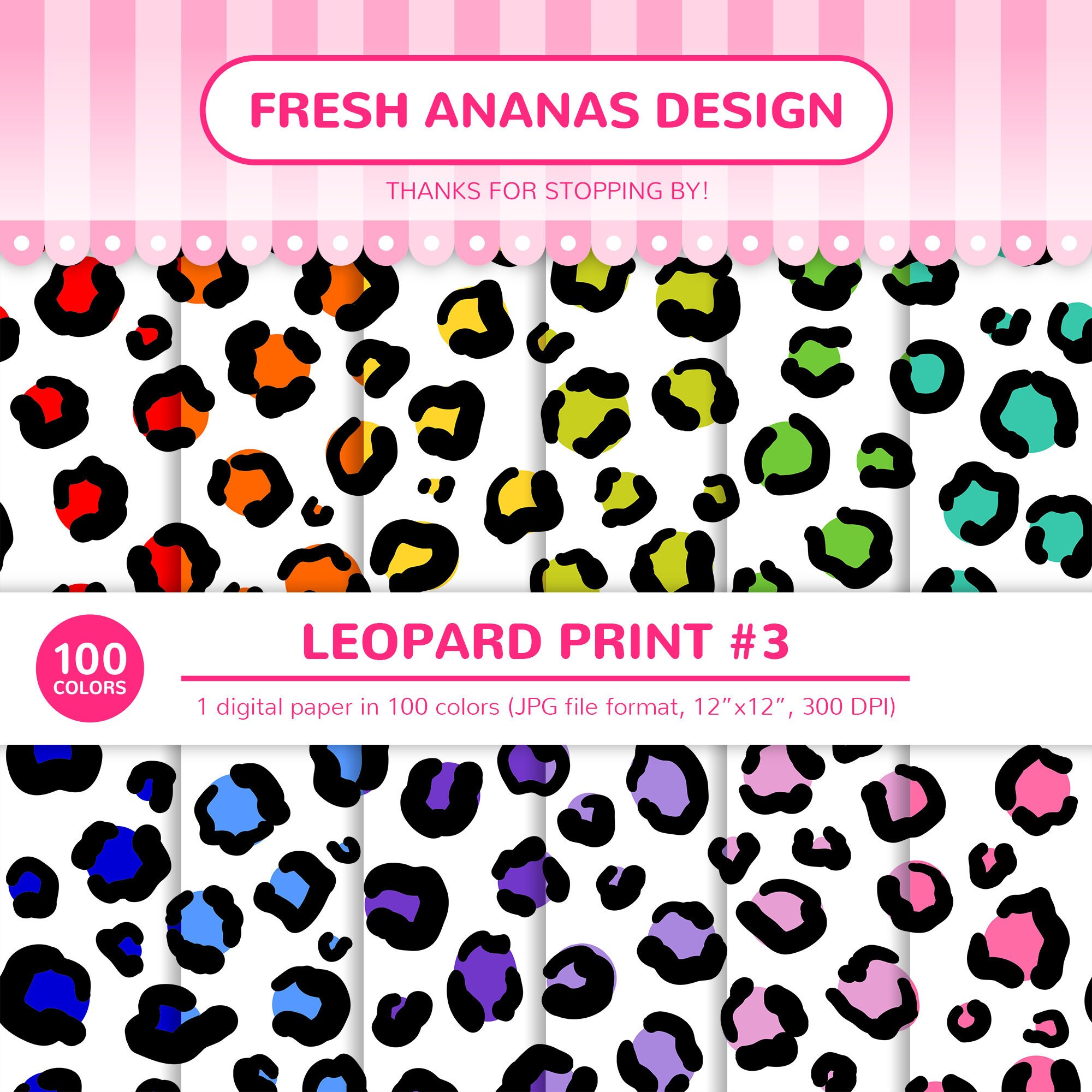100 Colors Digital Papers: Leopard Print 3 Animal Print | Etsy