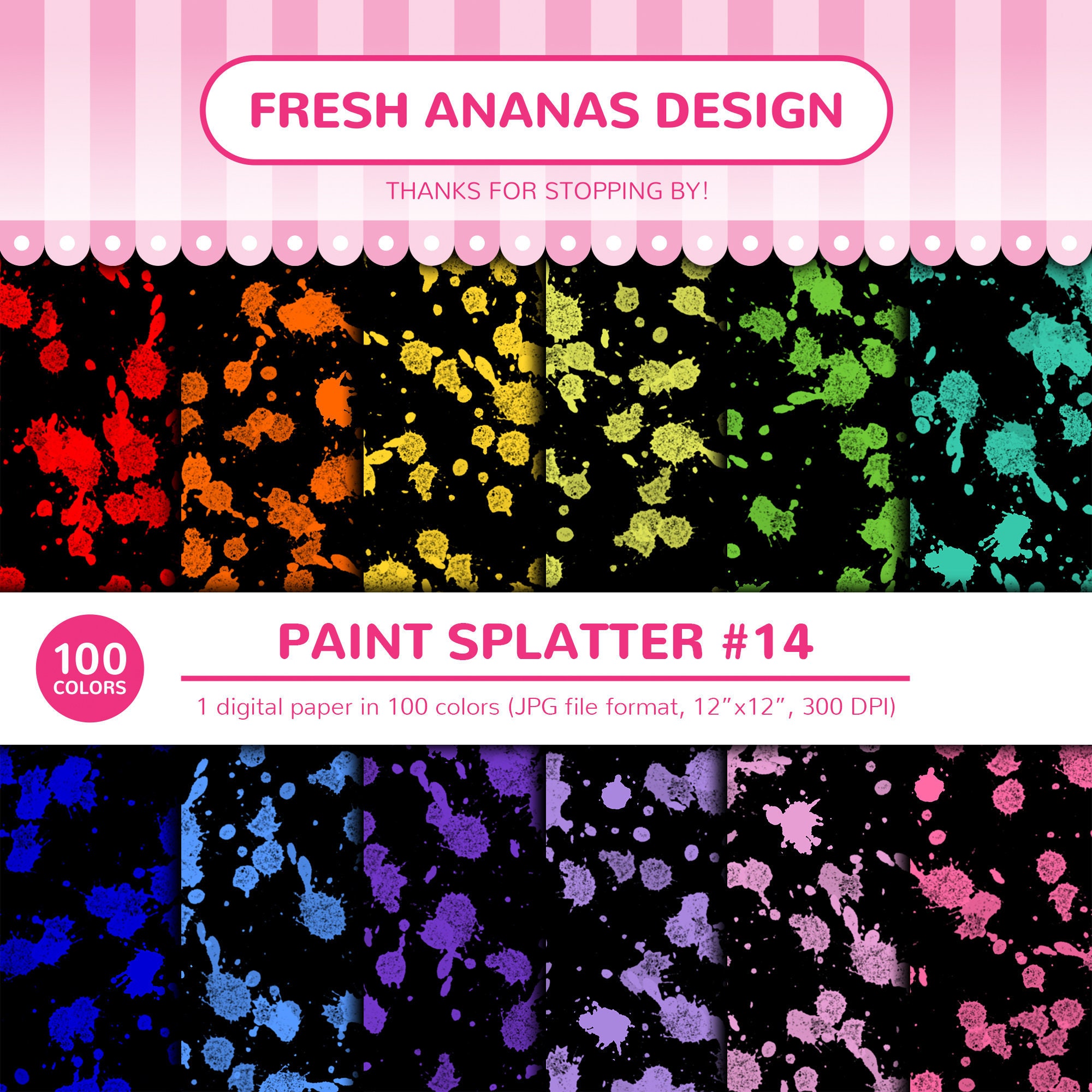 100 Colors Digital Papers: Paint Splatter 14 Paint Splash | Etsy