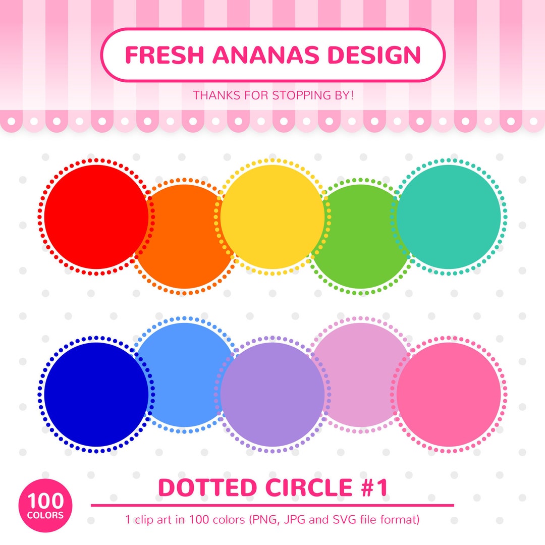 100 Colors Clip Art: Dotted Circle, Planner Clipart, Printable Label ...
