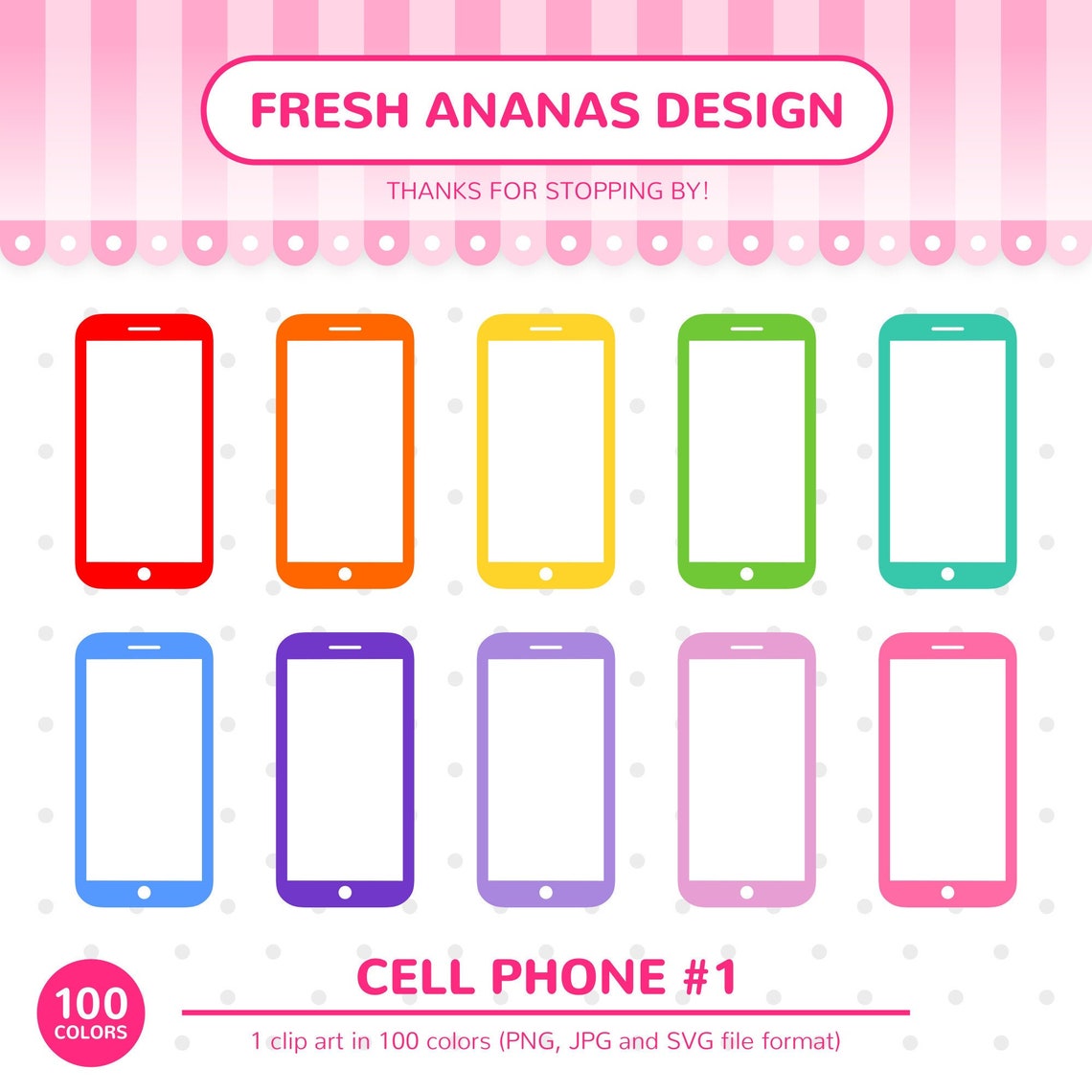 100 Colors Clip Art: Cell Phone Phone Clipart Smartphone - Etsy
