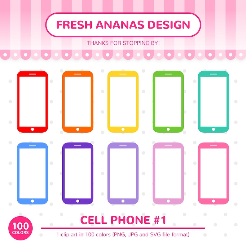 100 Colors Clip Art: Cell Phone Phone Clipart Smartphone - Etsy