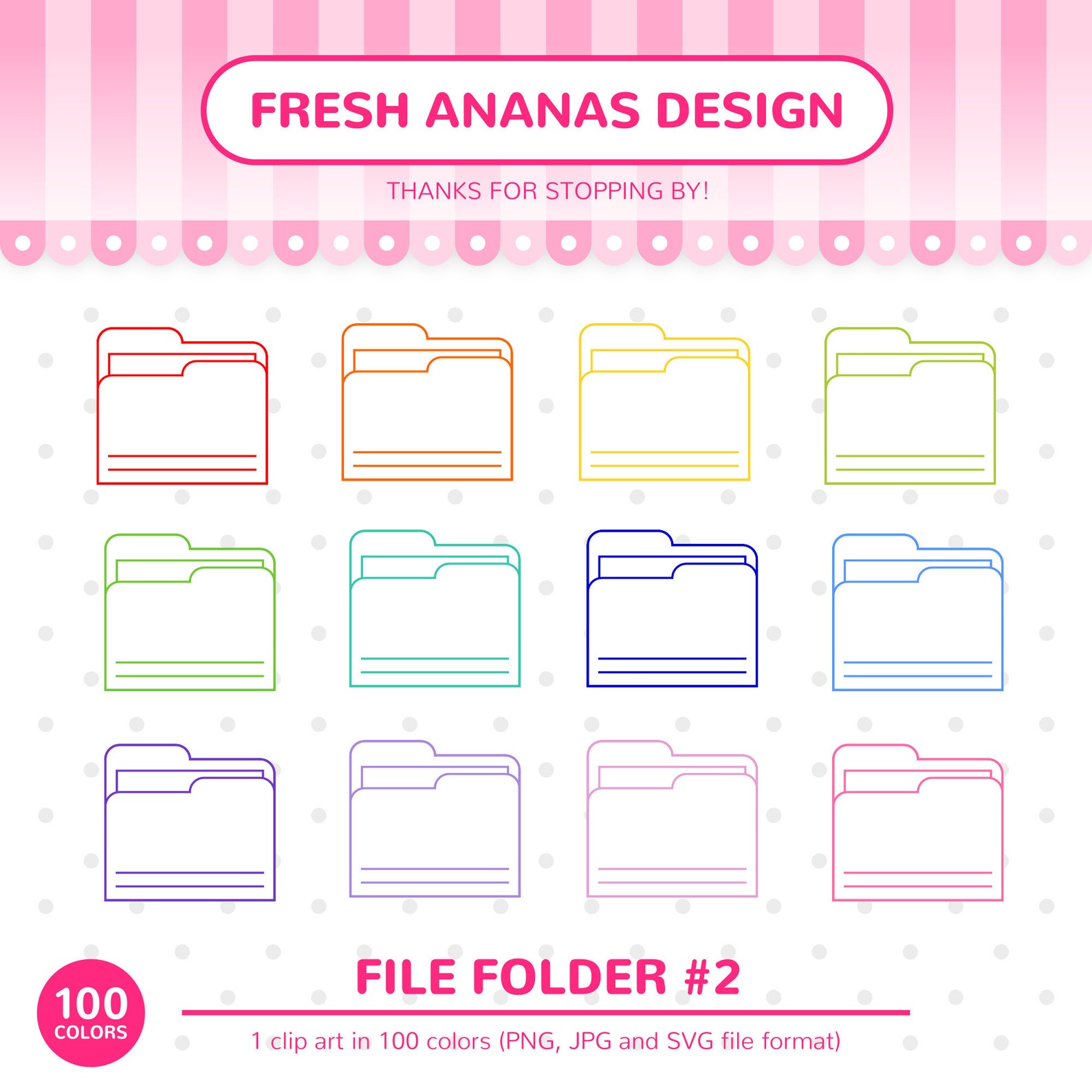 100 Colors Clip Art: File Folder 2 School Clipart Office | Etsy
