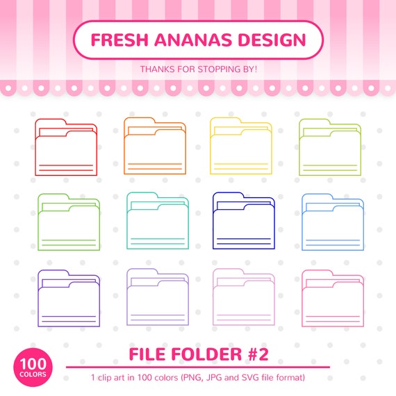 100 Colors Clip Art: File Folder 2 School Clipart Office | Etsy