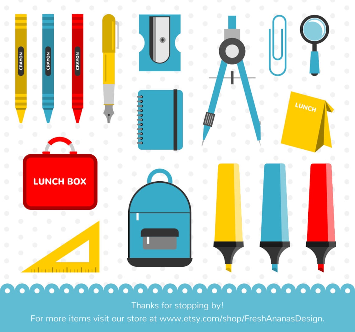 Back to School Clipart School Clipart School Supplies - Etsy