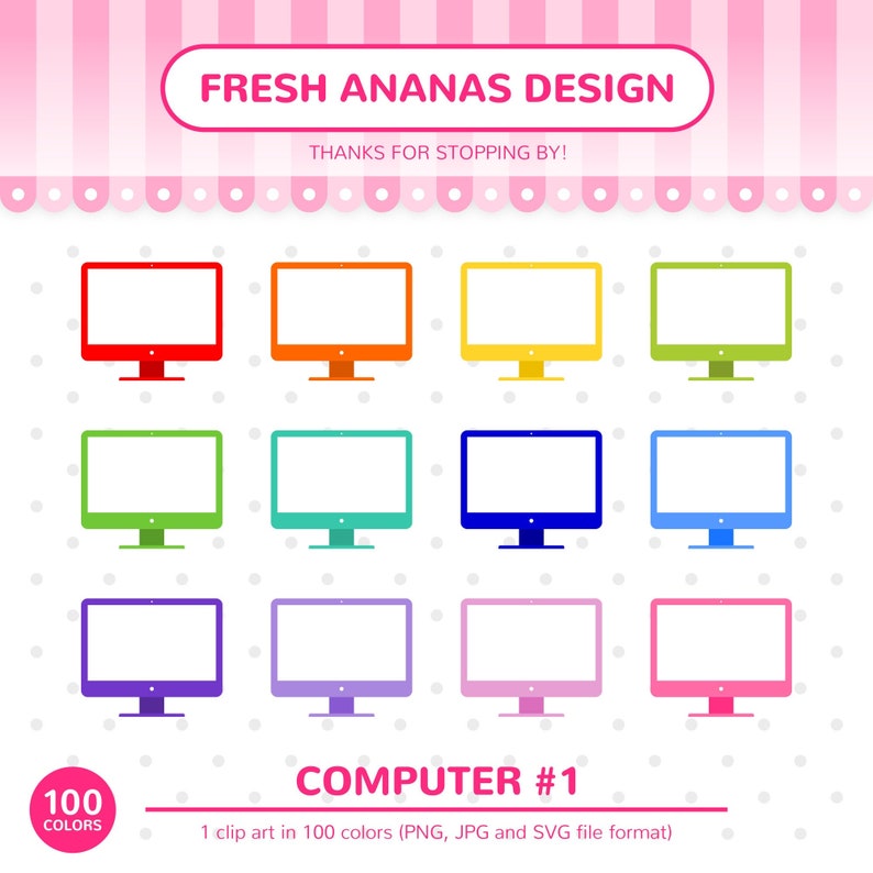 100 Colors Clip Art: Computer PC Icon Computer SVG Monitor - Etsy