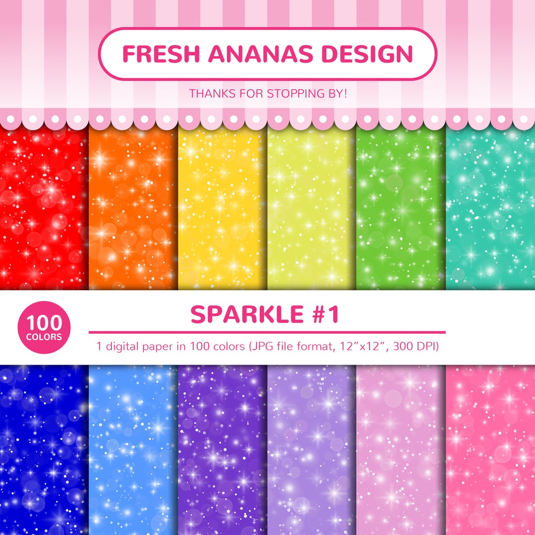 100 Colors Digital Papers: Sparkle #1, Glitter, Twinkle, Stars, Shimmer ...