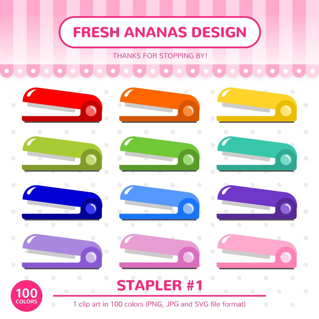 100 Colors Clip Art: Stapler, Stapler Clipart, Office Clipart, School ...