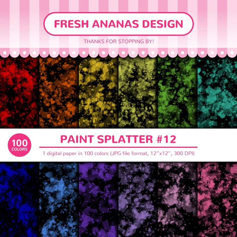 100 Colors Digital Papers: Paint Splatter 12 Paint Splash - Etsy