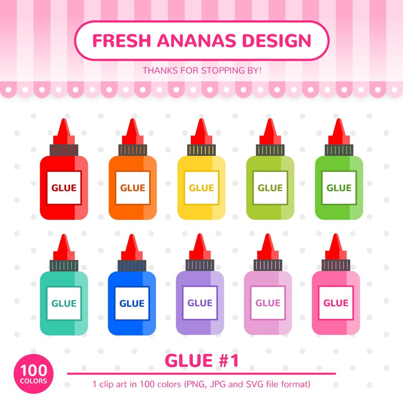 100 Colors Clip Art: Glue Glue Clipart School Clipart Glue | Etsy