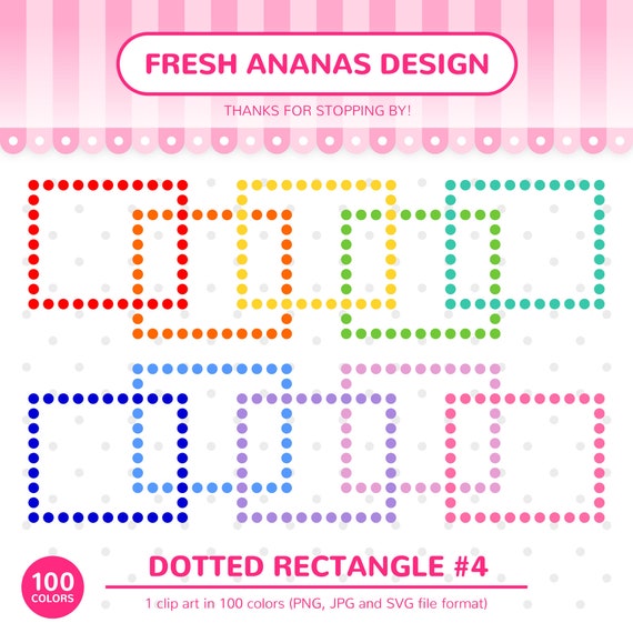 100 Colors Clip Art: Dotted Rectangle 4 Digital Frame | Etsy