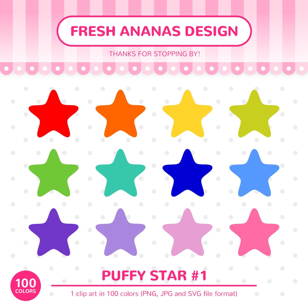 100 Colors Clip Art: Puffy Star, Star Clip Art, Star Clipart, Star SVG ...