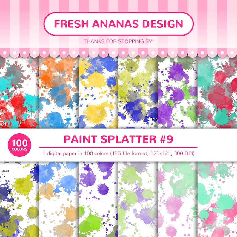 100 Colors Digital Papers: Paint Splatter 9 Paint Splash | Etsy