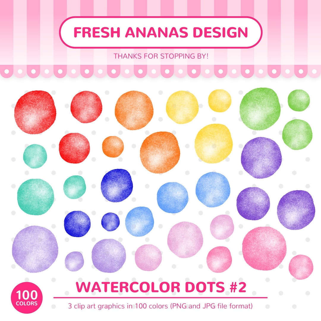 100 Colors Clip Art: Watercolor Dots #2, Circle, Story Highlight, Icon ...