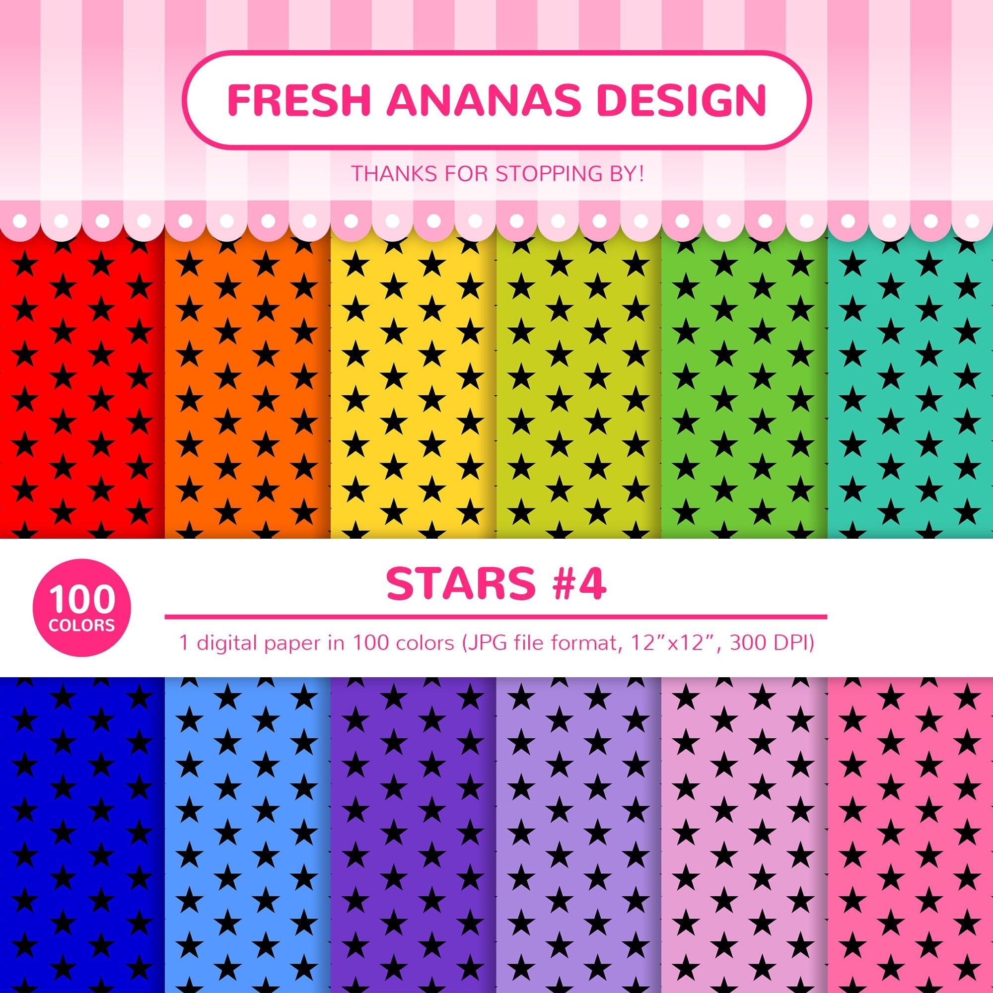 100 Colors Digital Papers: Stars #4, Star, Stars Paper, Digital Starry ...