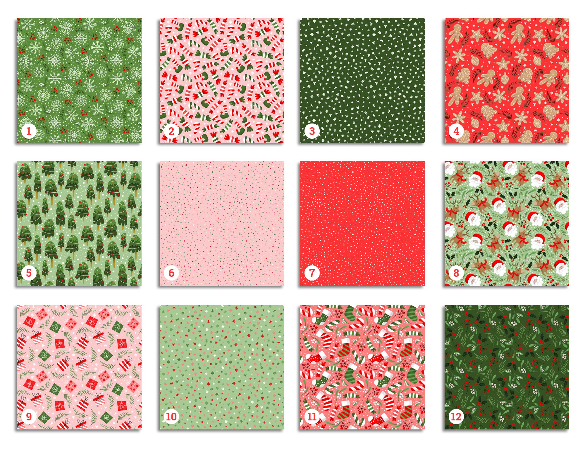 Christmas Paper #1, Candy, Winter, Santa, Reindeer, Snowflake ...