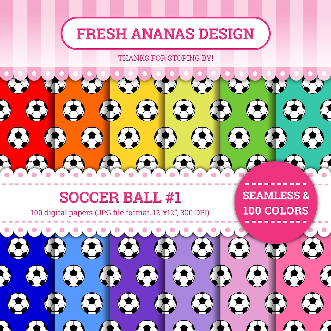 100 Colors Digital Papers: Soccer Ball #1, Football, Sport, Physical ...