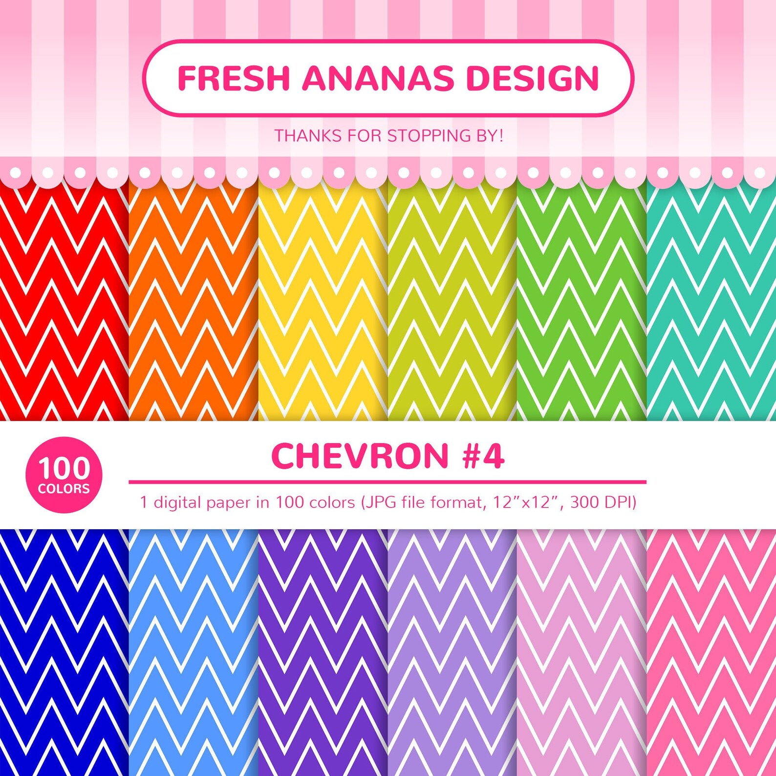 100 Colors Digital Papers: Chevron #4, Thin Chevron, Chevron Paper ...