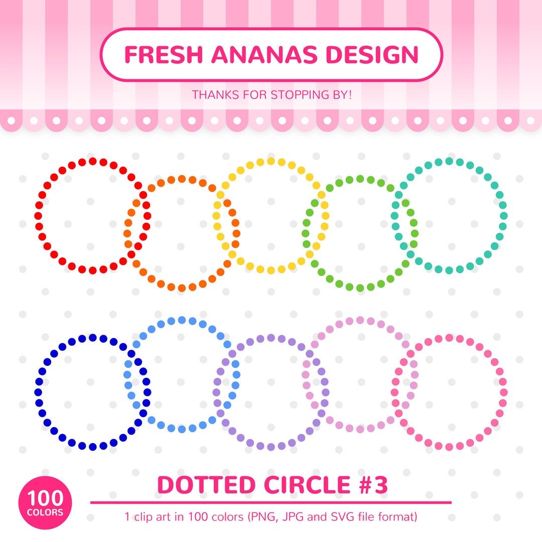 100 Colors Clip Art: Dotted Circle #3, Planner Clipart, Printable Frame ...
