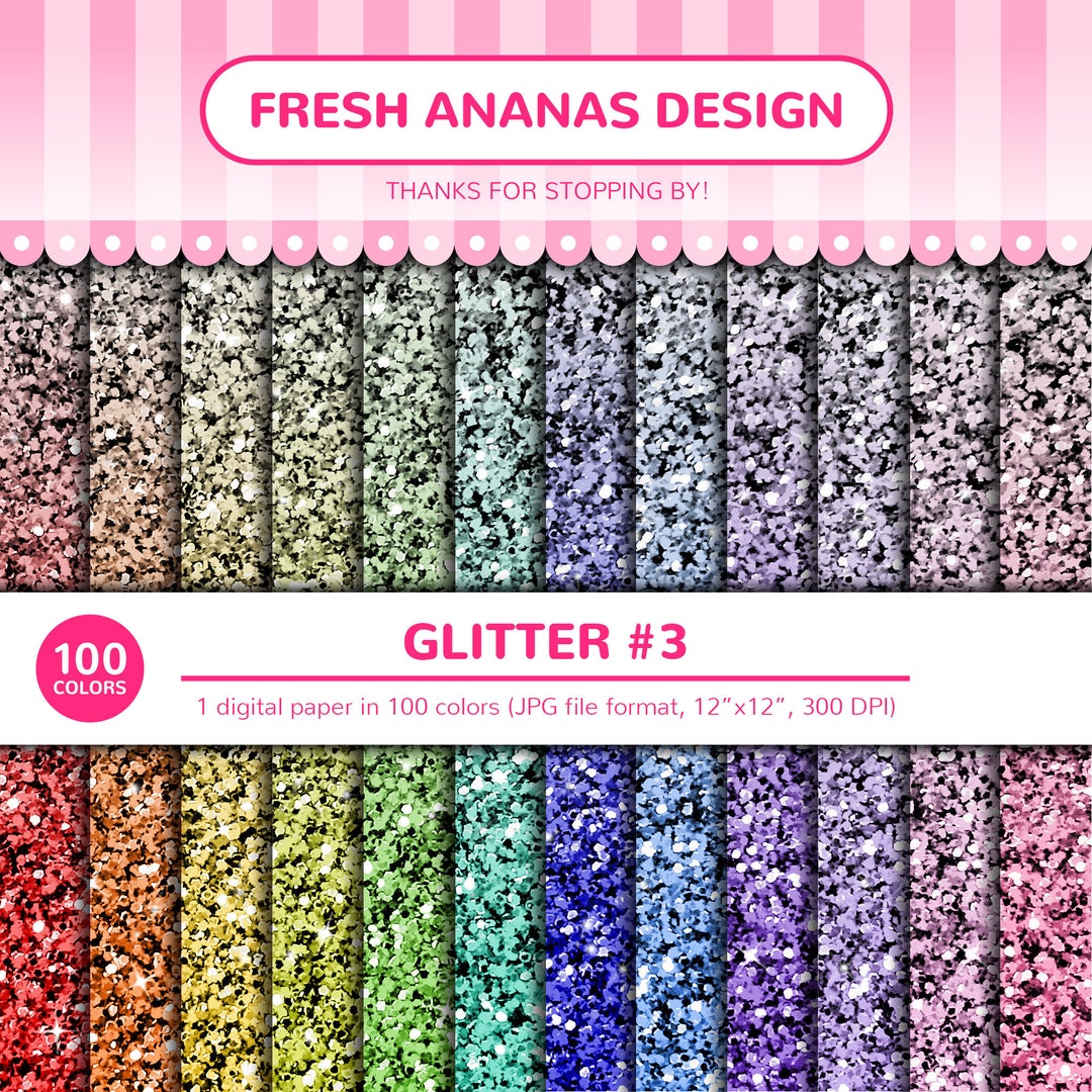 100 Colors Digital Papers: Glitter #3, Sparkle, Chunky Glitter, Shimmer ...